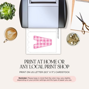 Pink Gingham Happy Birthday Banner Printable, Pink Gingham Birthday ...