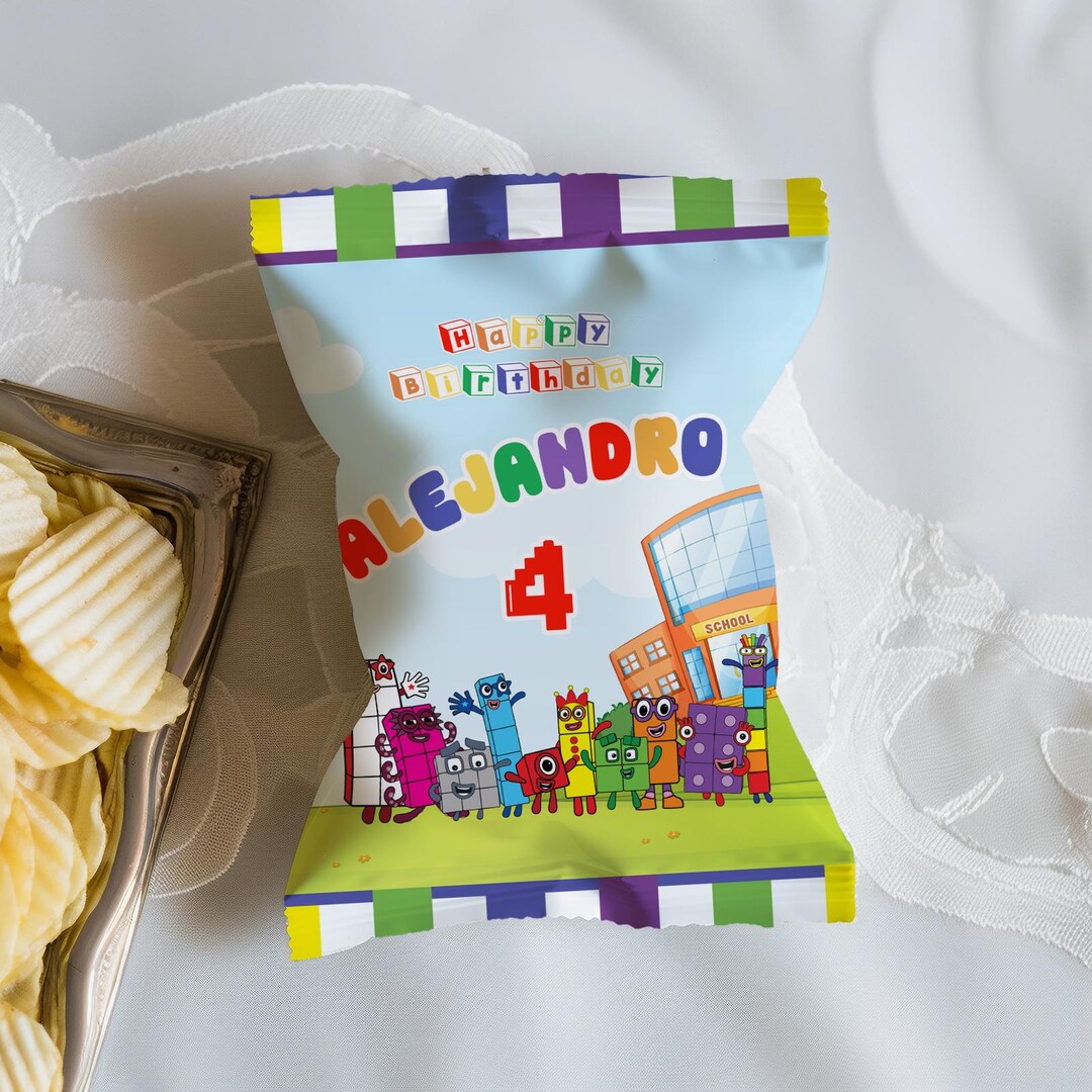 Personalized Number Blocks Chip Bag Printable, Number Blocks Treat Bags ...