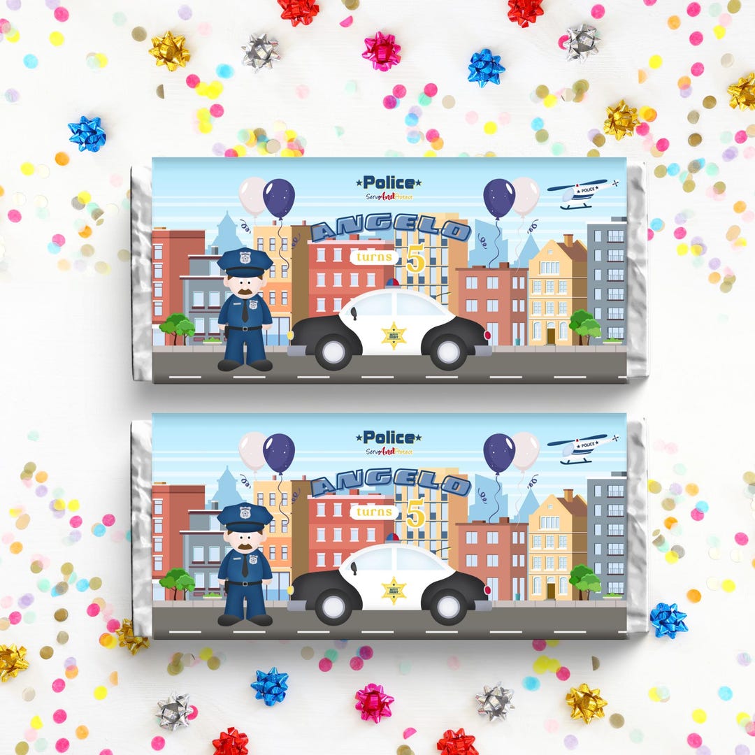 Police Chocolate Bar Wrapper Printable, Police Officer Chocolate ...