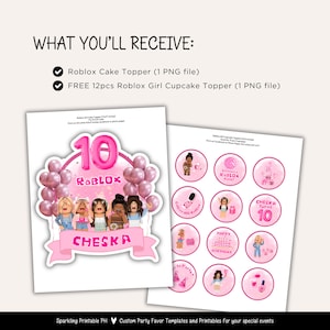 Roblox Girl Cake Topper Printable, Roblox Girl Cake Topper, Roblox ...