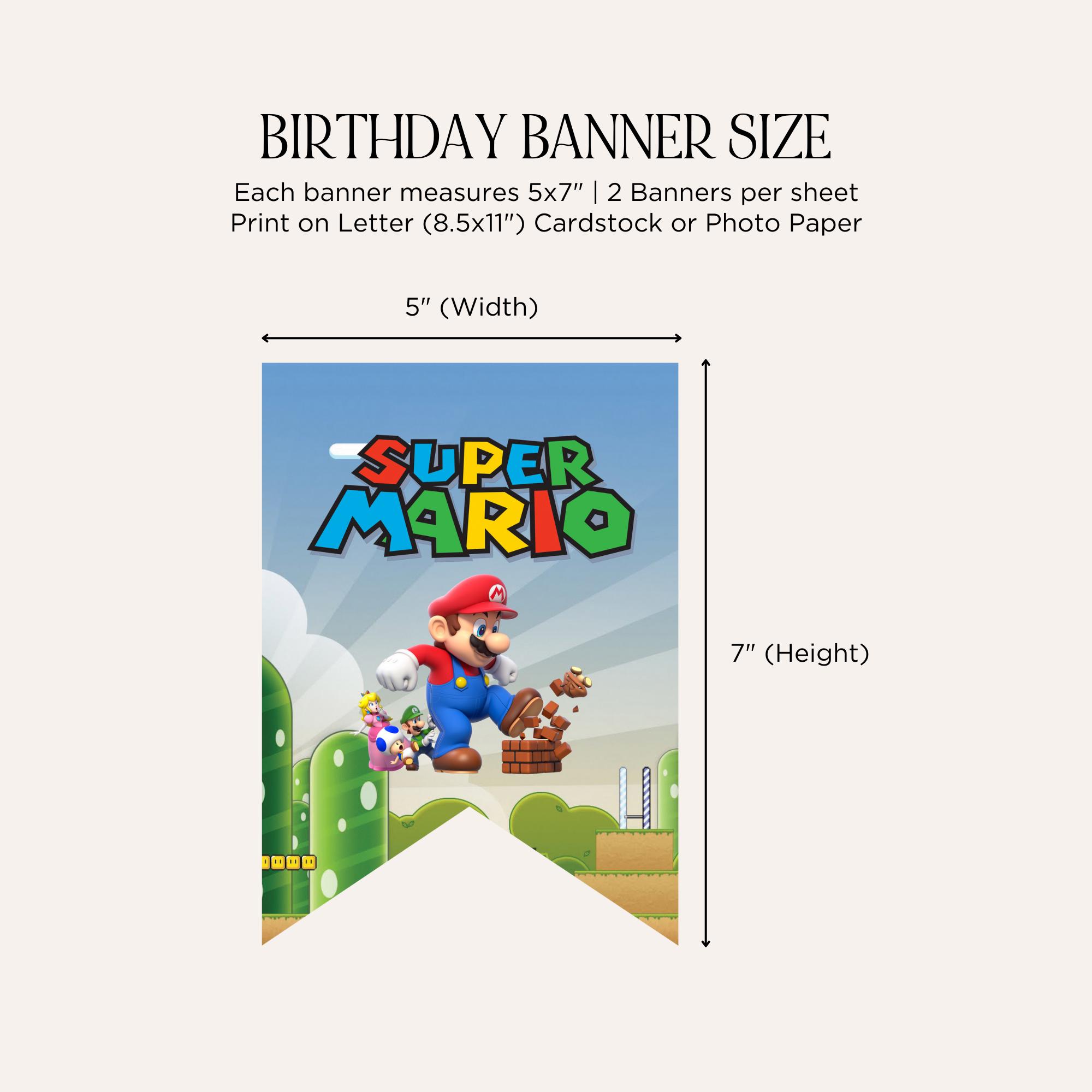 Super Mario Birthday Banner Printable, Super Mario Brothers Banners ...