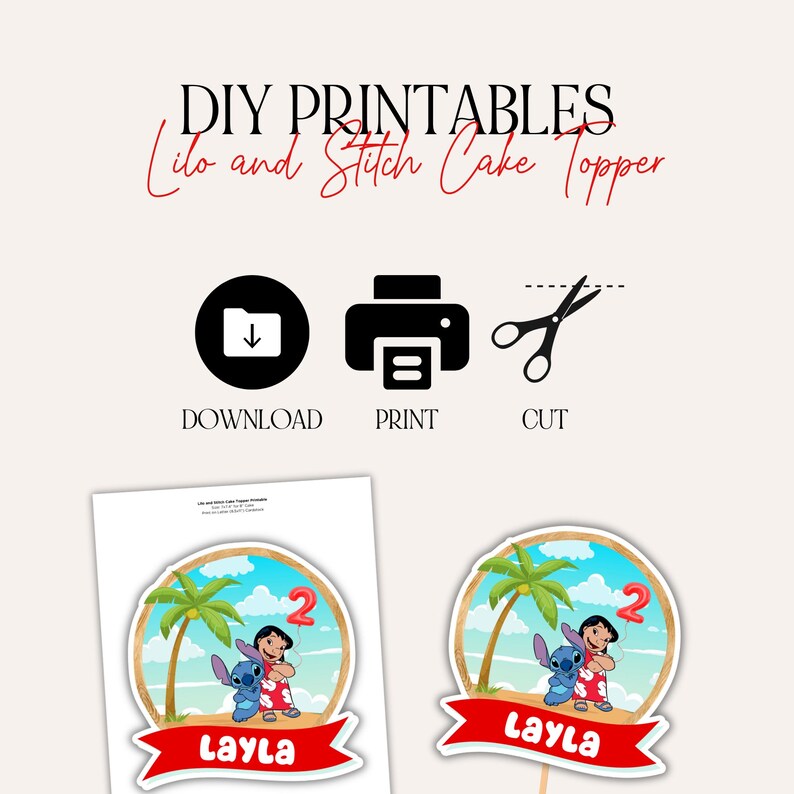 Lilo and Stitch Cake Topper Printable, Free 12 Pcs Lilo and Stitch ...