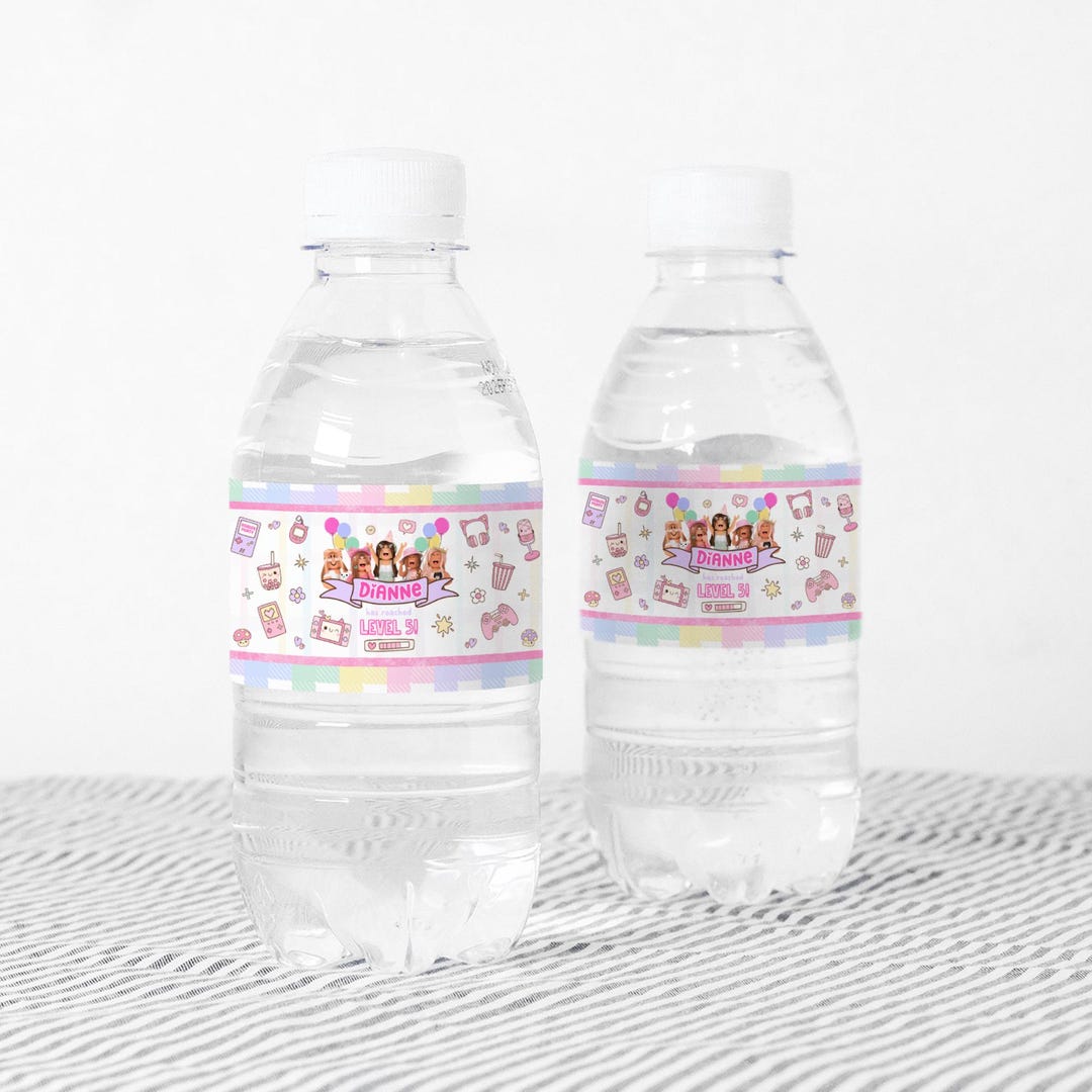 Roblox Girls Water Bottle Labels Printable, Roblox Gamer Girl Water ...