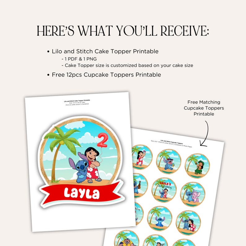Lilo and Stitch Cake Topper Printable, Free 12 Pcs Lilo and Stitch ...