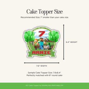 Minecrafter Cake Topper Printable Birthday, Minecrafter Cake Topper DIY ...