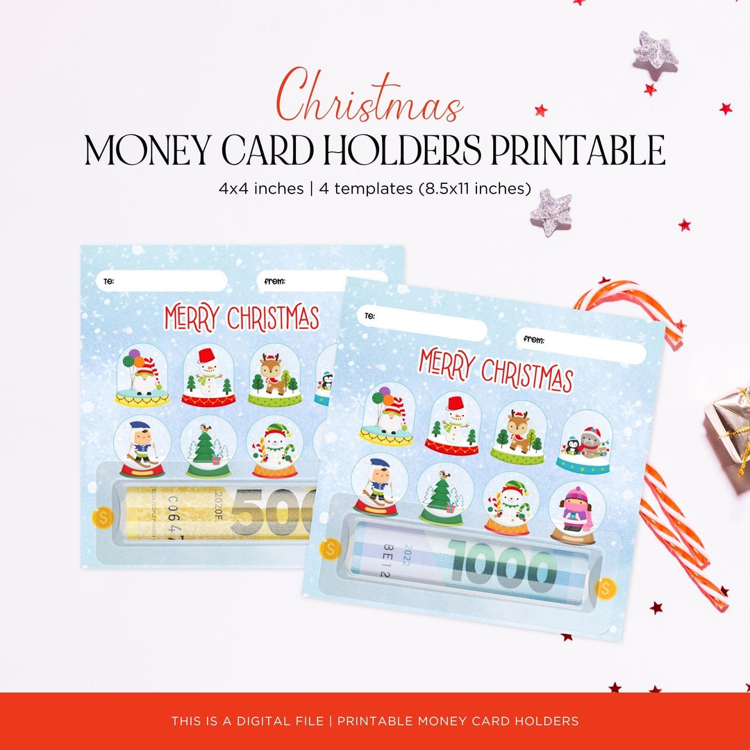 Christmas Snow Globe Money Card Holder Printable, Christmas Money Card ...