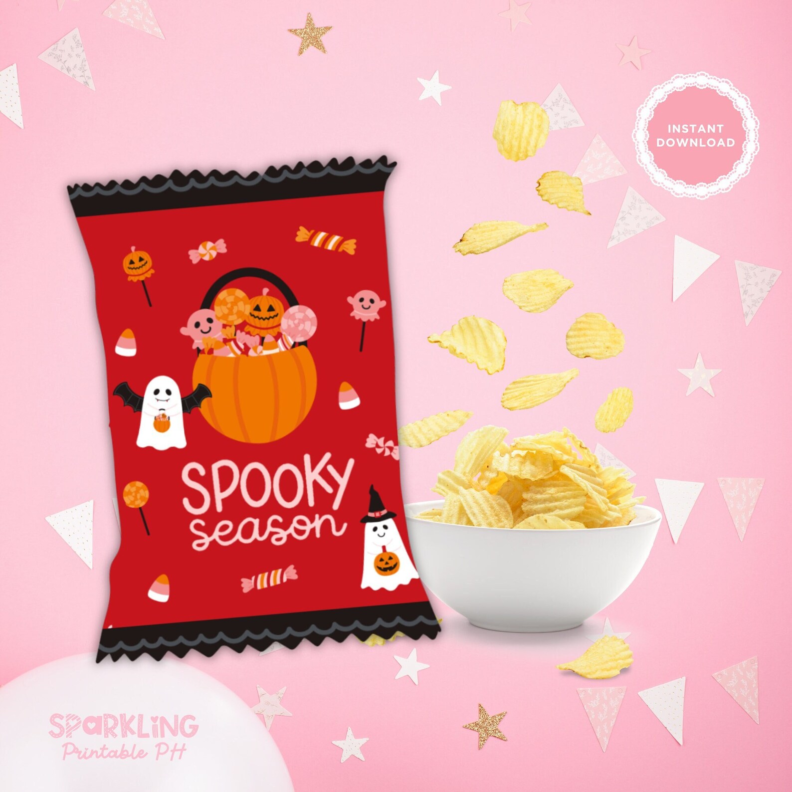 Spooky Halloween Chip Bag Printable, Halloween Chip Bags Template ...