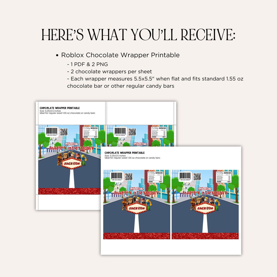 Roblox Chocolate Wrapper Printable, Roblox Chocolate Bar Wrapper, Roblox Candy Bar Wrapper ...