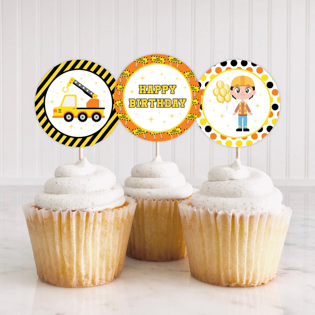 Construction Cupcake Toppers Printable, Construction Cupcake Toppers ...