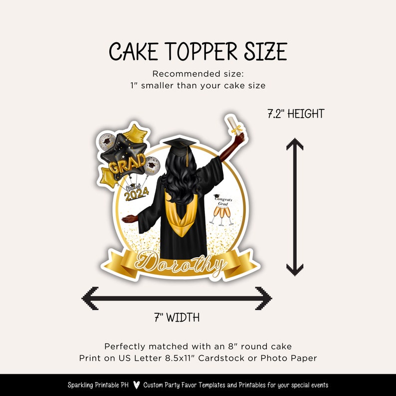 Graduation Cake Topper Printable, Graduation Cake Topper Girl ...