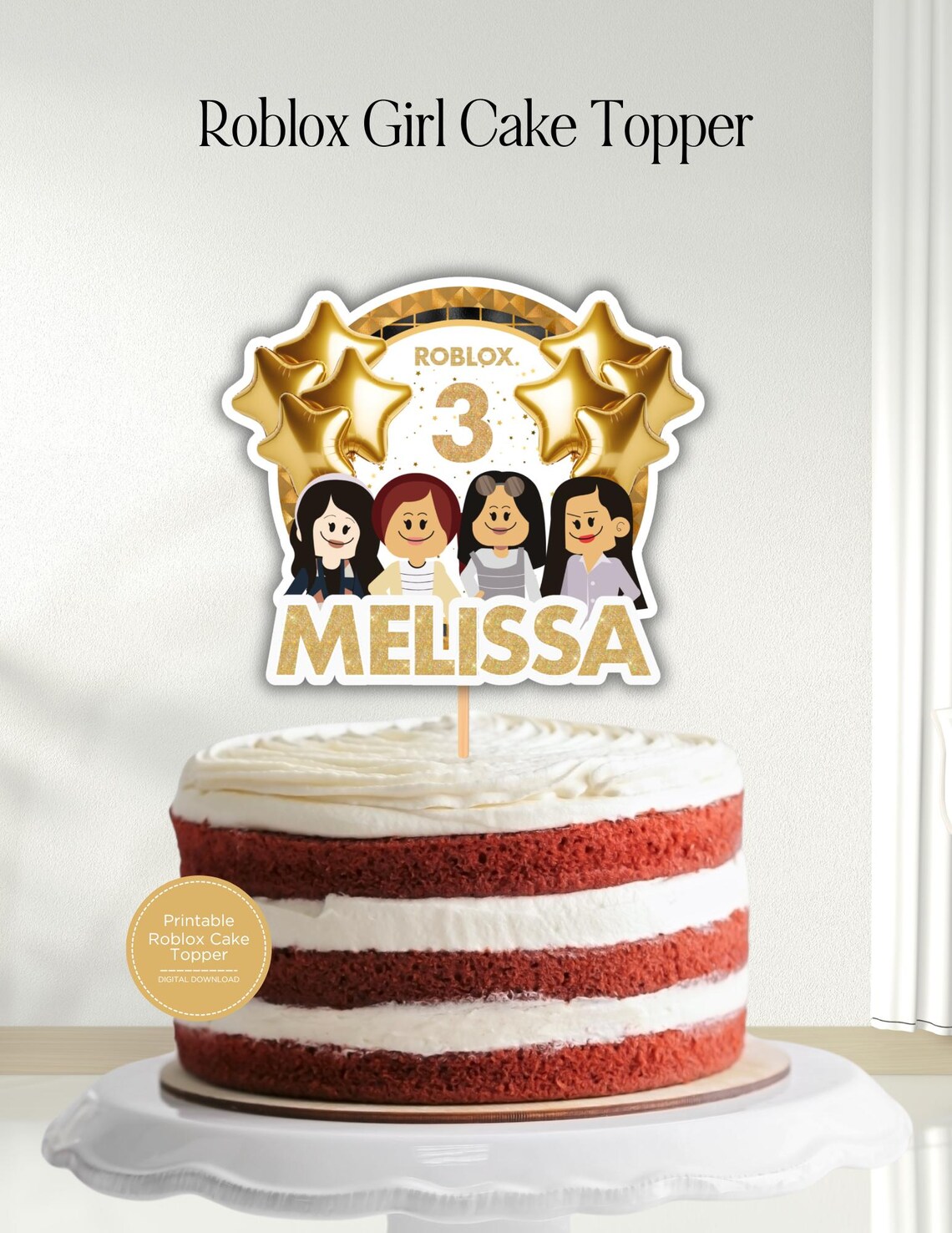 Roblox Girl Cake Topper Printable, Personalized Roblox Cake Topper ...