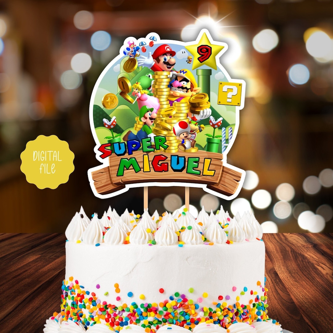 Super Mario Cake Topper Printable, Personalized Birthday Cake Topper ...