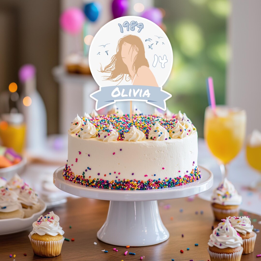 Swiftie Birthday Cake Topper Printable, 1989 Album Pop Star Themed Cake ...