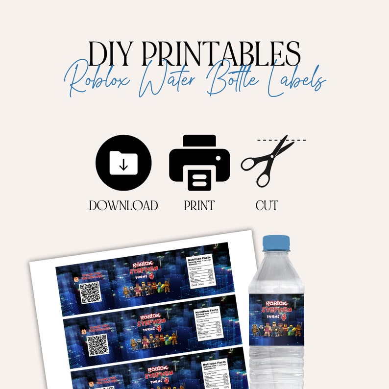 Roblox Water Bottle Labels Printable, Roblox Water Label Template ...