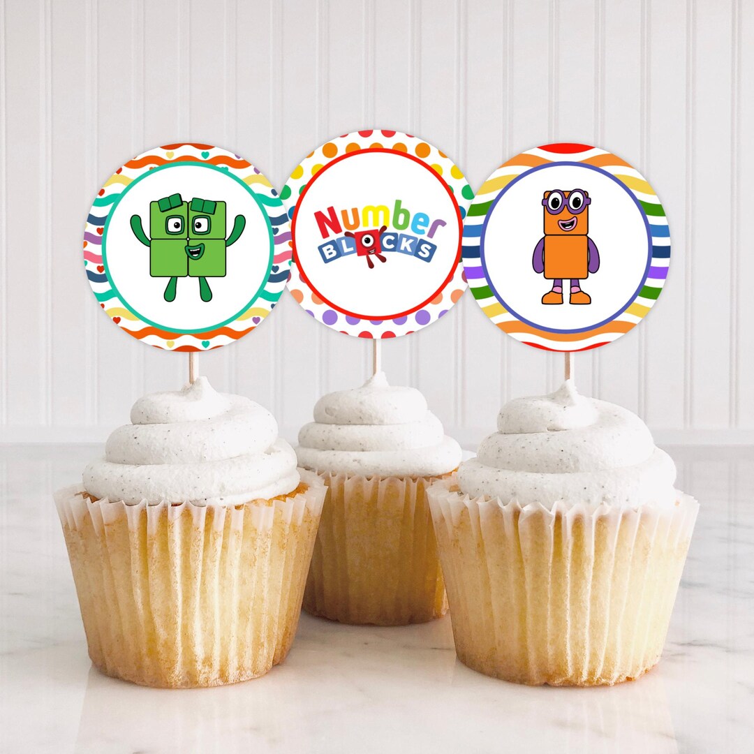 Number Blocks Cupcake Topper Printable, Number Blocks Birthday Cupcake ...