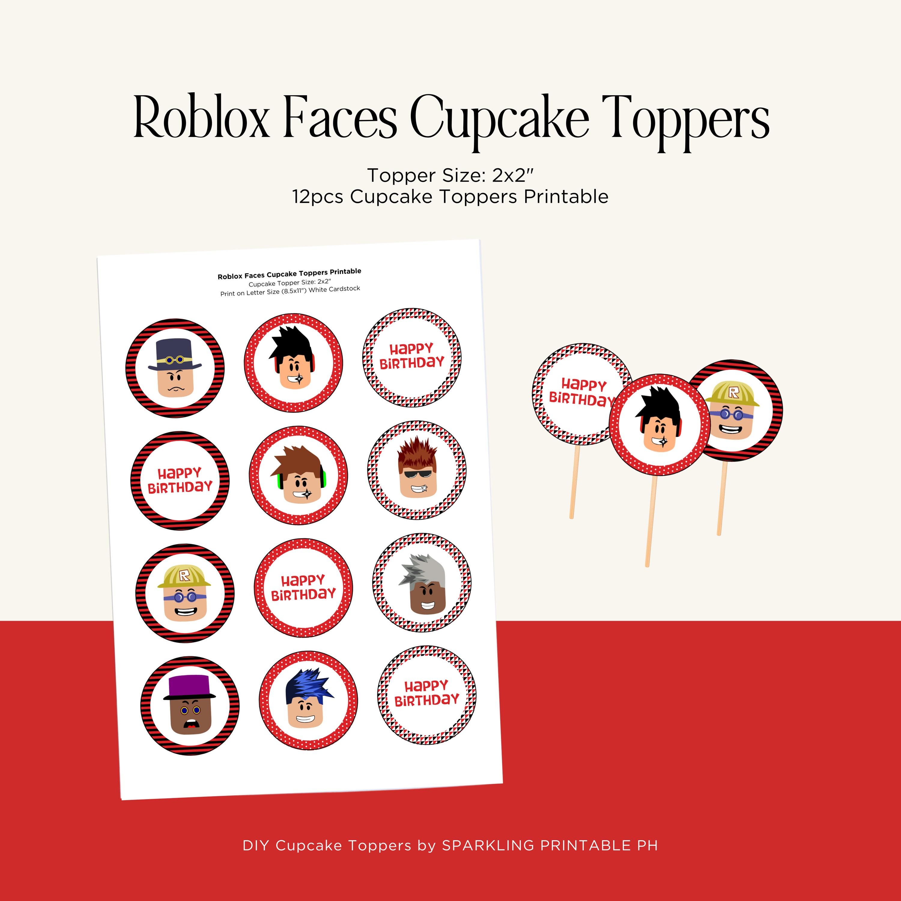 Roblox Faces Cupcake Toppers Printable, Roblox Boys Cupcake Toppers ...