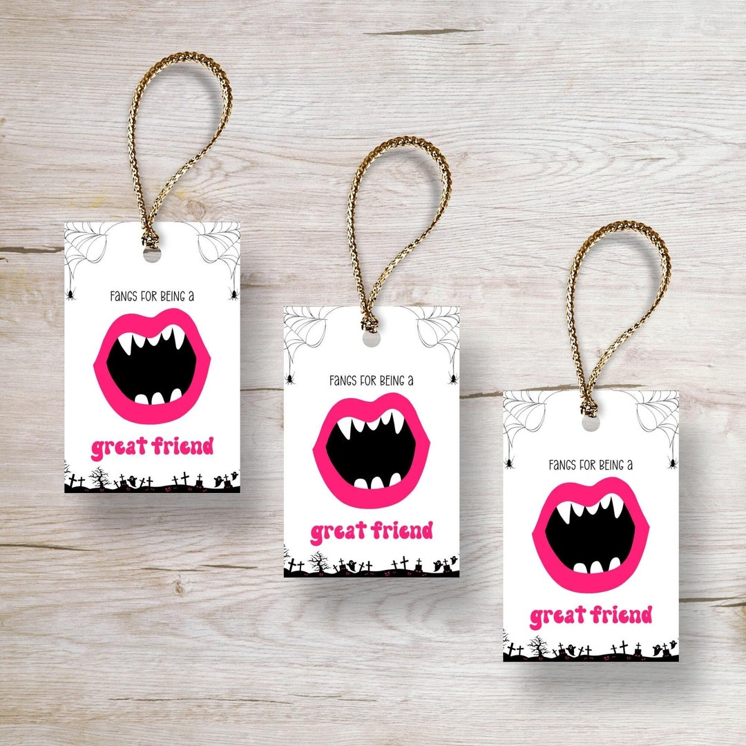 Halloween Fangs DIY Gift Tags Printable, Halloween Gift Tags, Trick or ...