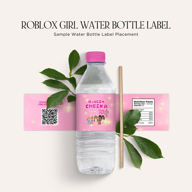 Roblox Girl Water Bottle Labels Printable, Roblox Girl Water Label ...