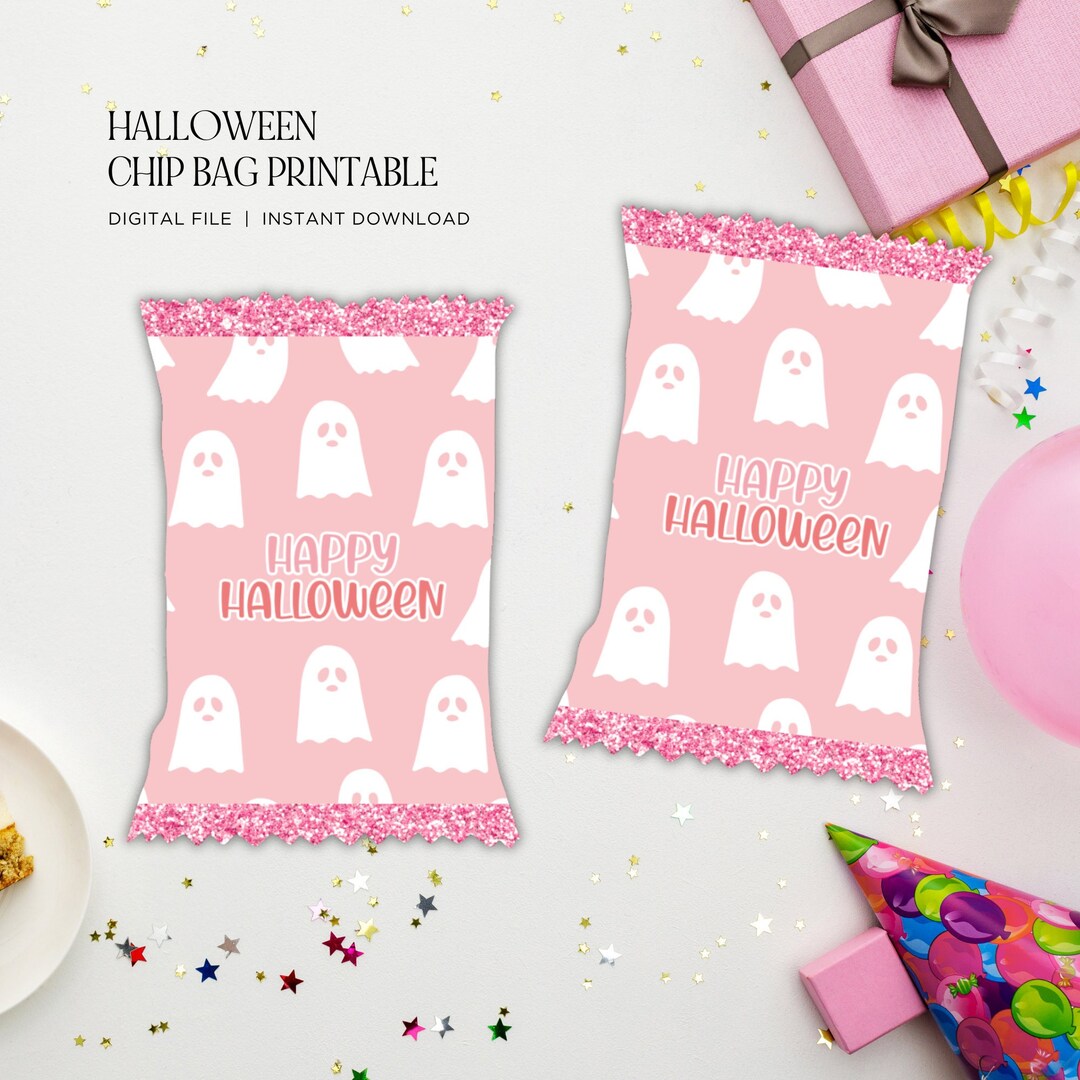 Halloween Ghosts Chip Bag Printable, Halloween Chip Bag Template ...