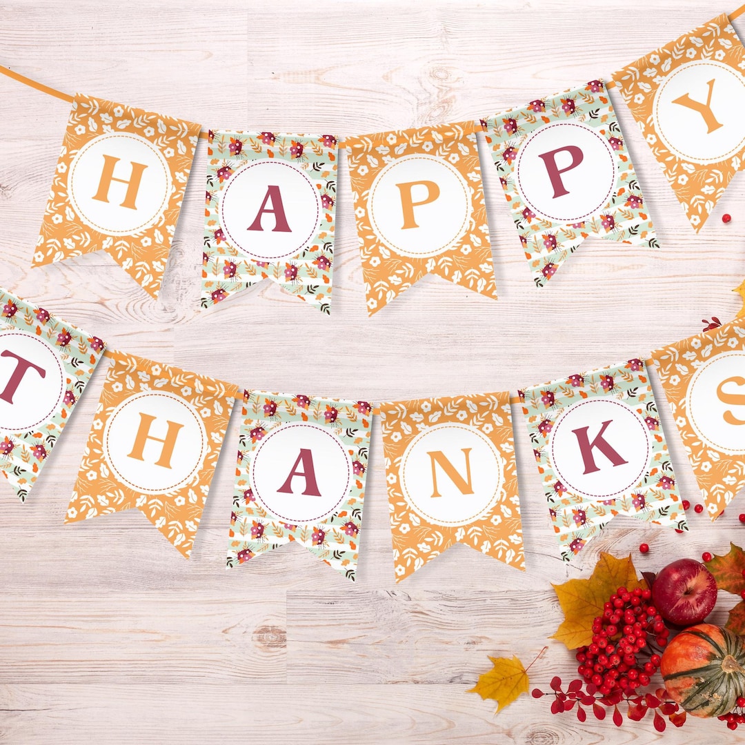 Happy Thanksgiving Banner Printable, Happy Thanksgiving Banner DIY ...
