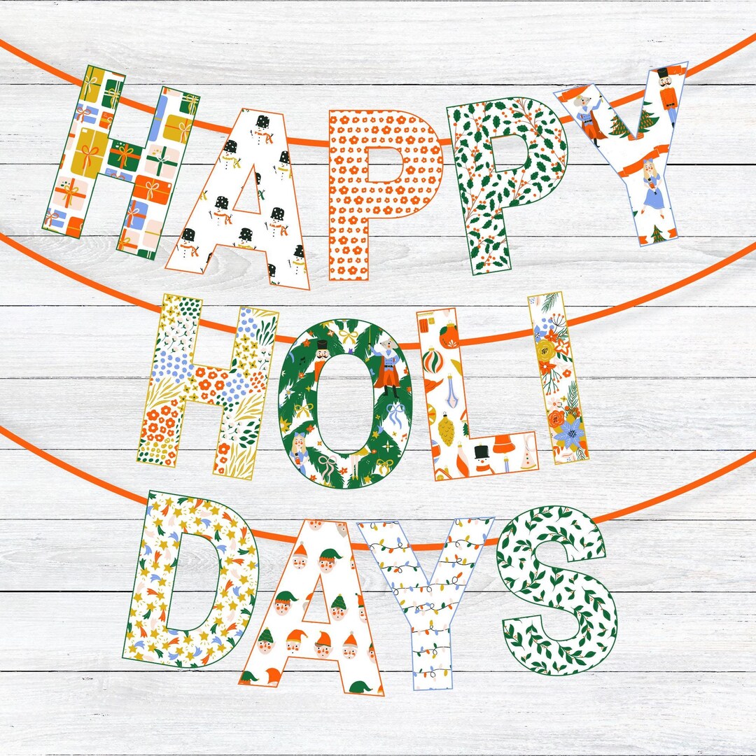 Happy Holidays Banner Printable, Happy Holidays Banner DIY, Christmas ...