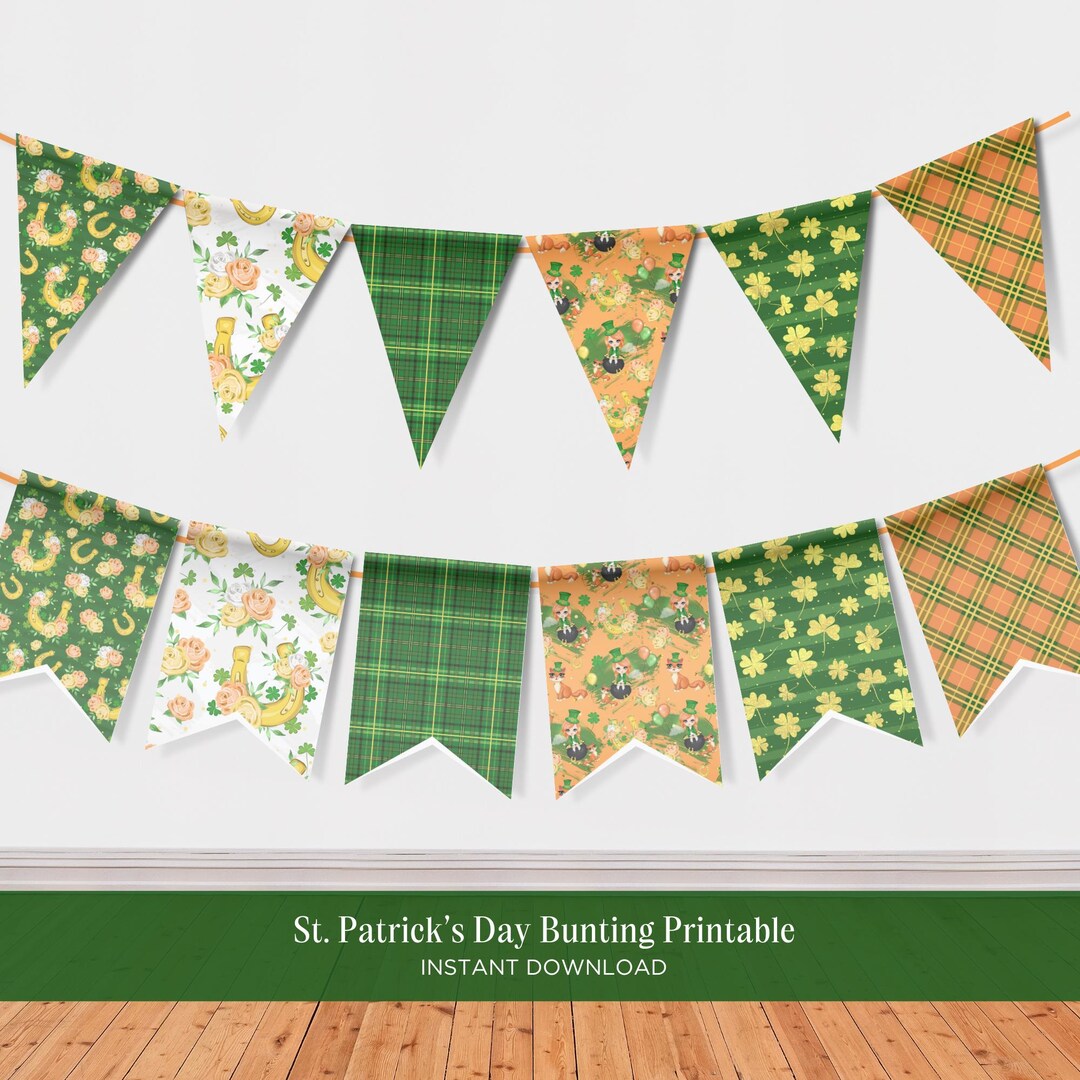 St Patricks Day Bunting Printable, St Patrick's Day Banner Printable ...