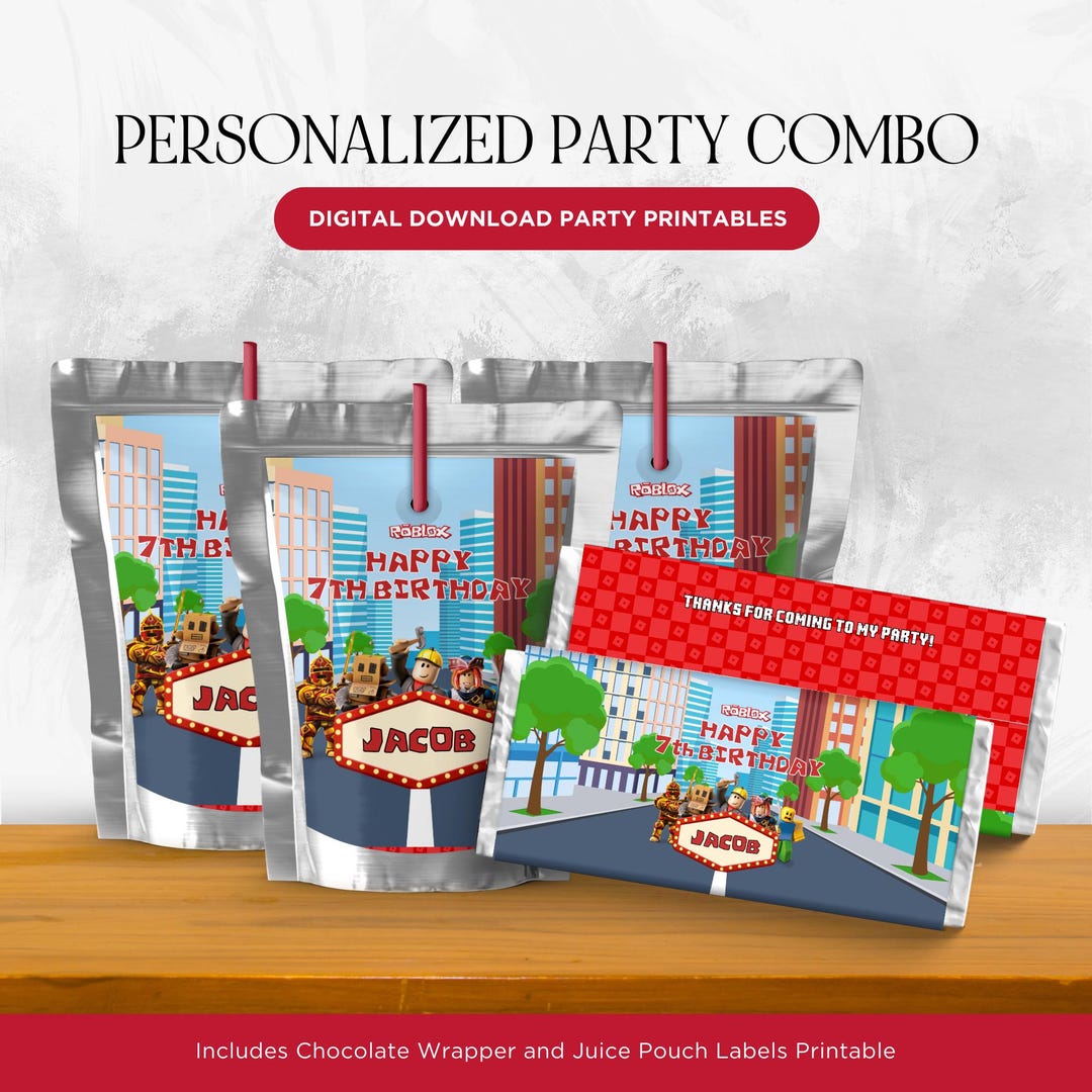 Roblox Birthday Party Combo, Digital Party Kit, Roblox Chocolate ...