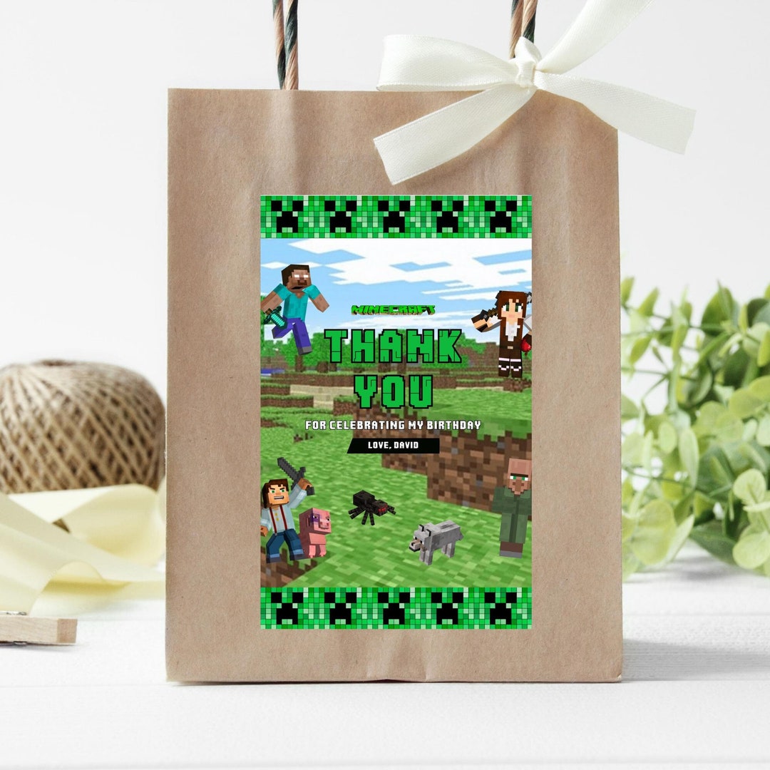 Minecrafter Gift Bag Label Printable, Minecrafter Party Gift Bags ...