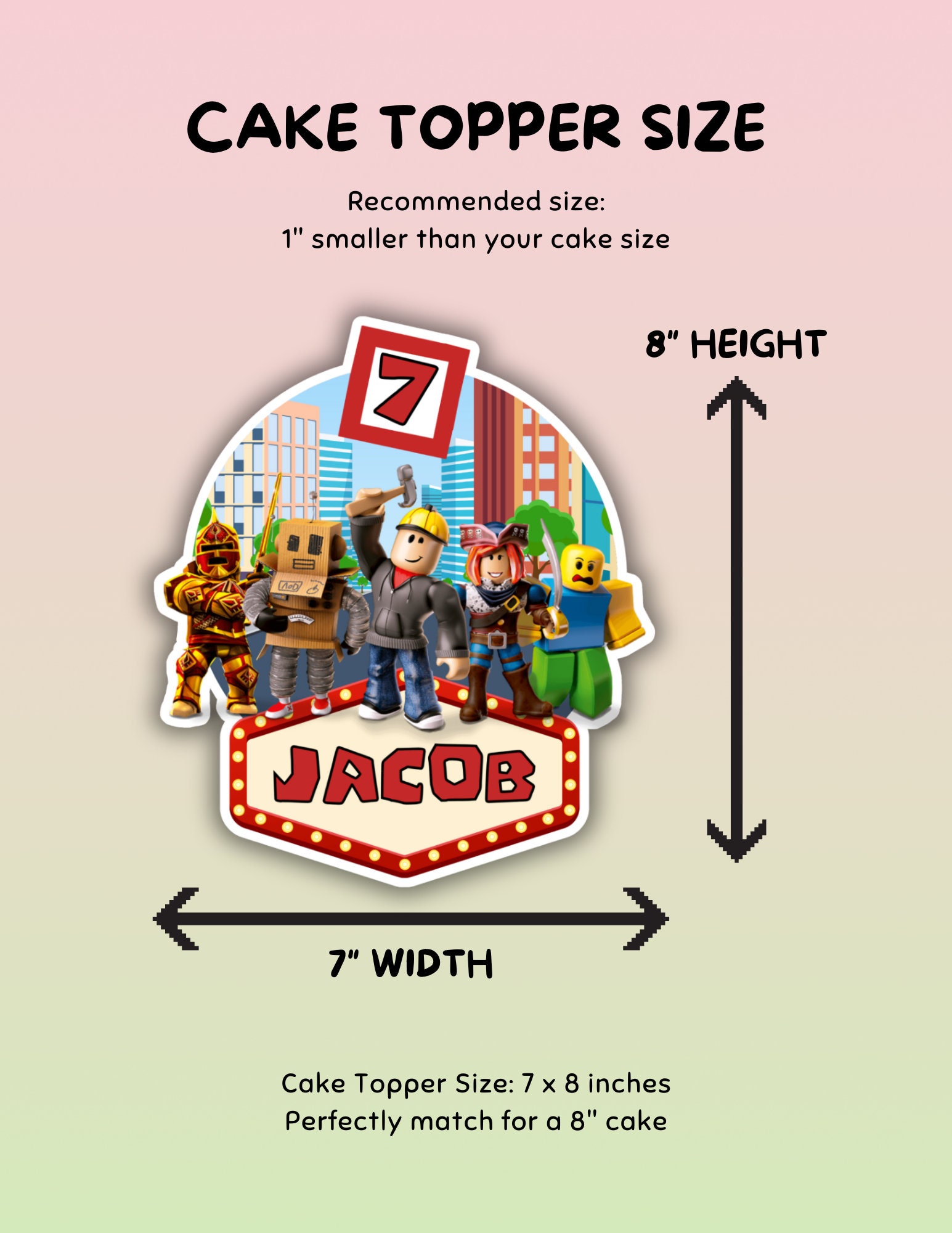 Roblox Cake Topper for Boys Printable With Free 12 Pcs Roblox Cupcake ...