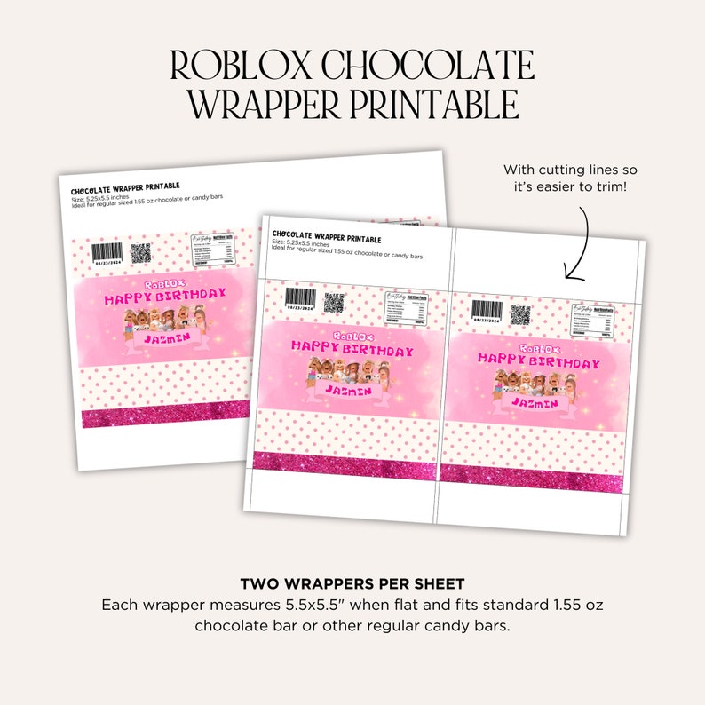 Roblox Girl Chocolate Wrapper Printable, Roblox Girl Chocolate Bar ...