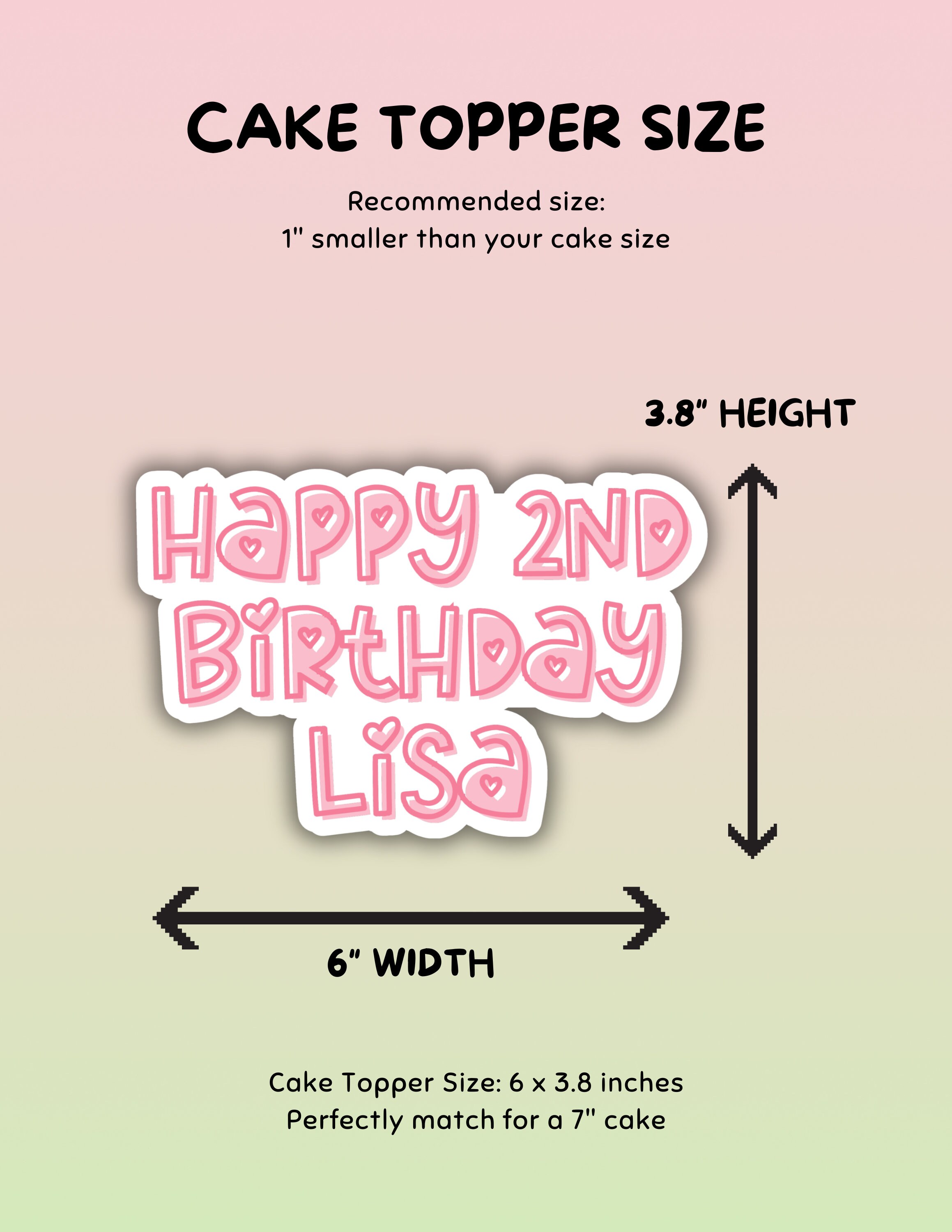 Pink Cake Topper Printable, Pink Letters Cake Toppers, Custom Birthday ...