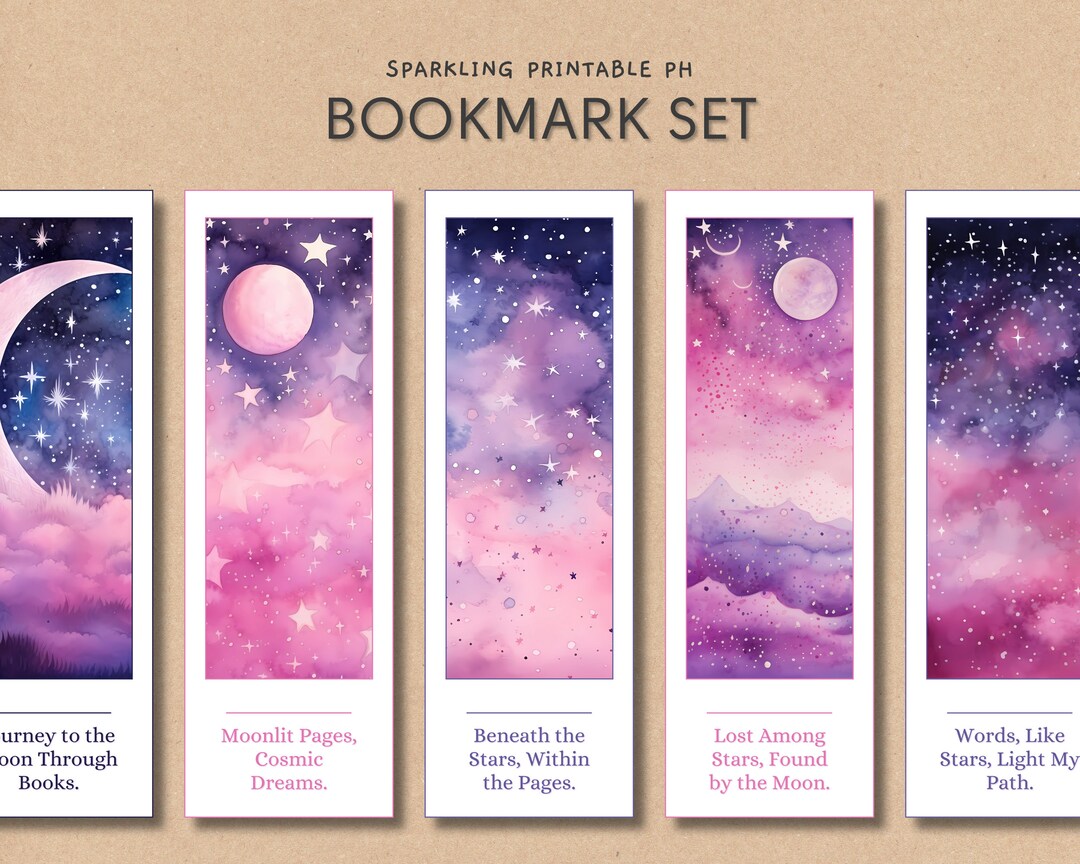 Printable Bookmarks Pink Galaxy Pink Galaxy Bookmark Set - Etsy