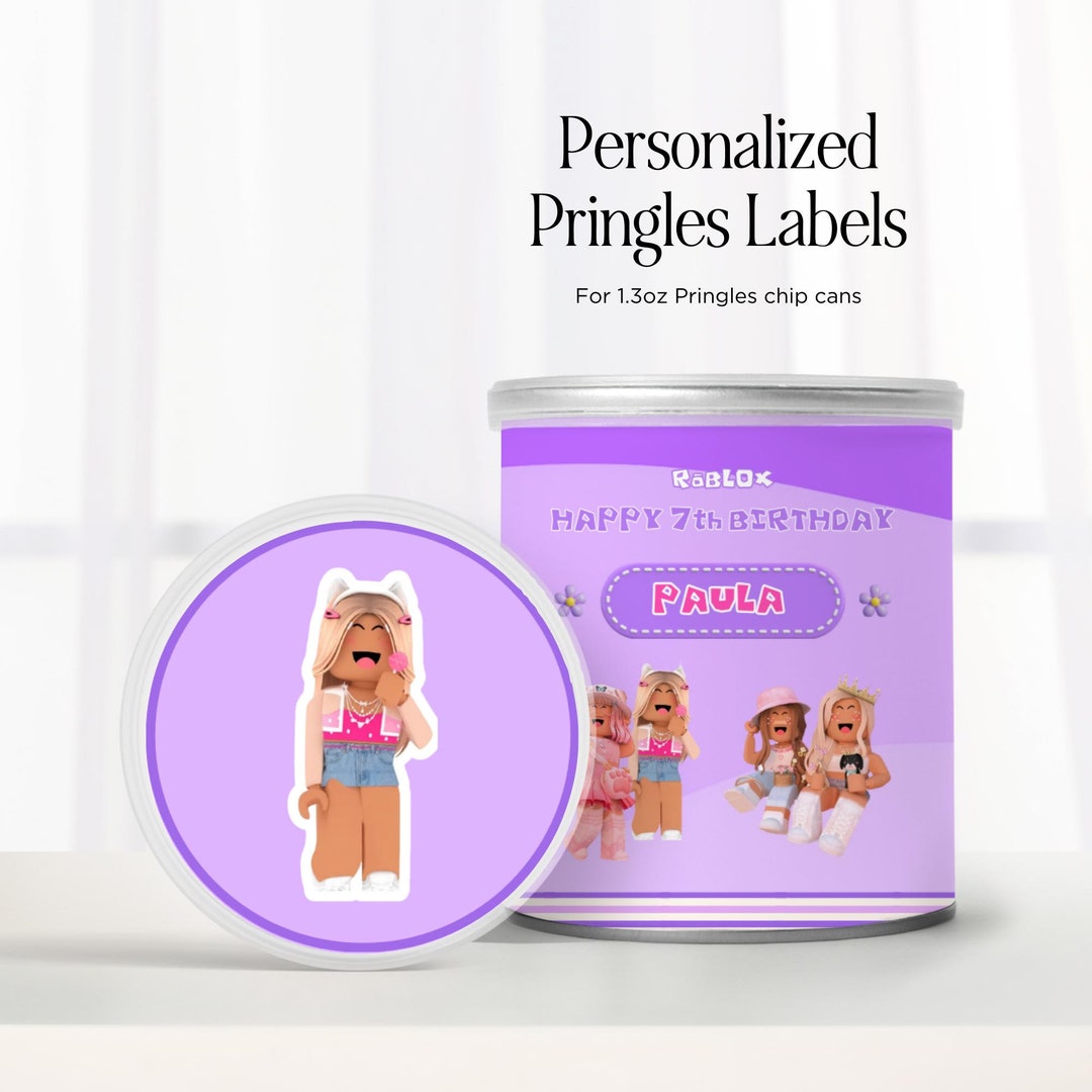 Roblox Girls Party Pringles Label Printable, Roblox Girl Chips Labels ...