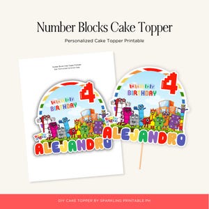 Number Blocks Cake Topper Printable, Number Blocks Birthday Party Cake ...