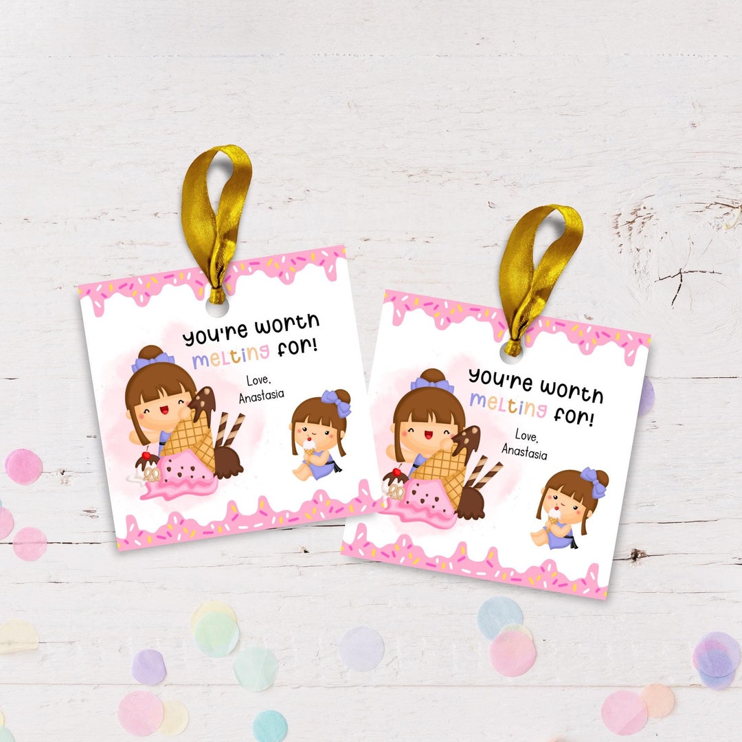 Ice Cream Gift Tags Printable, Personalized Gift Tags, Ice Cream Cone ...