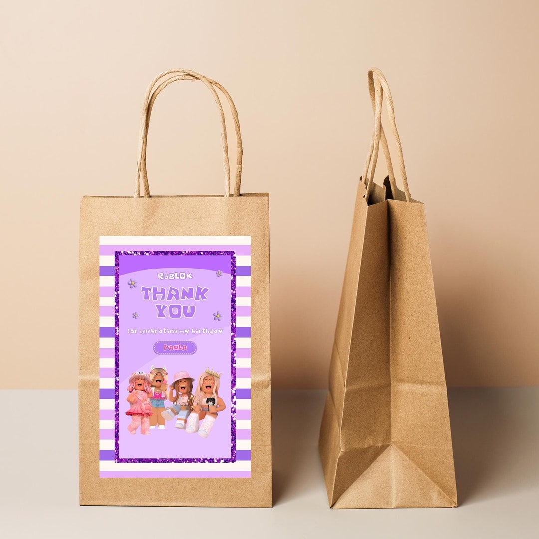 Roblox Girls Party Gift Bags Stickers Printable, Roblox Girl Gift Bag ...