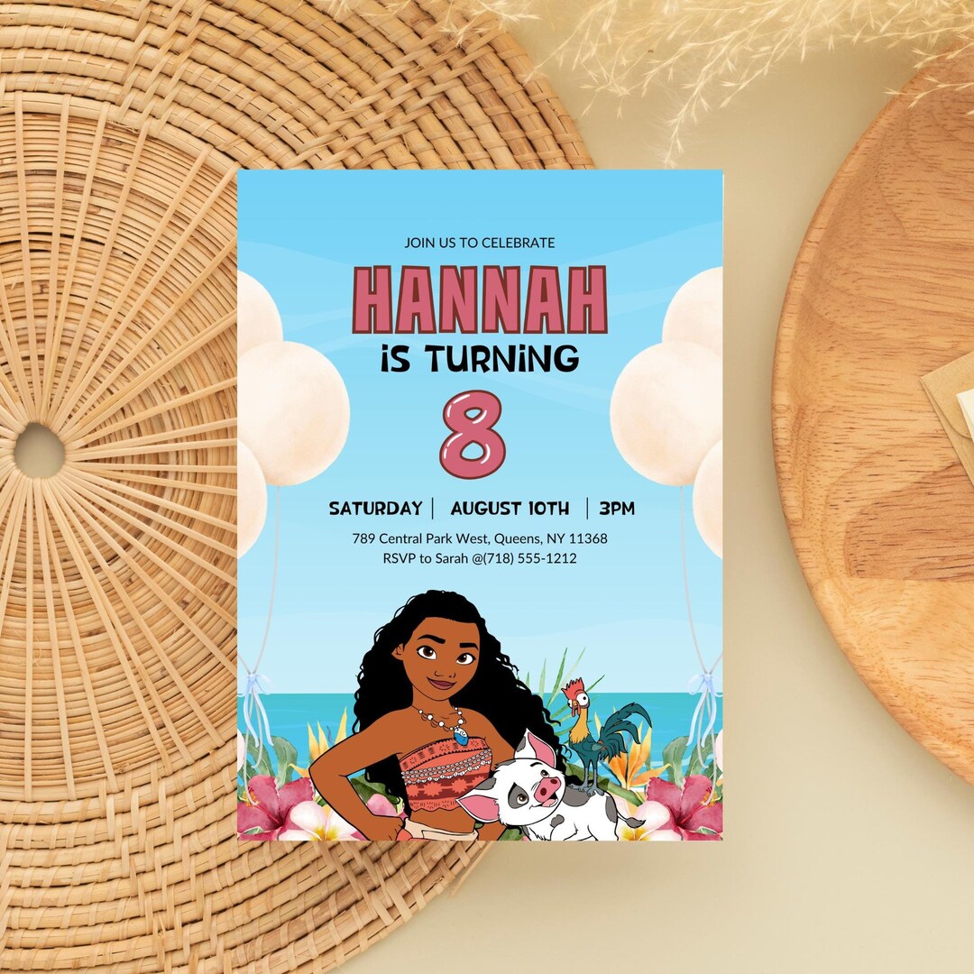 Personalized Moana Invitation Printable, Moana Invitation Template ...