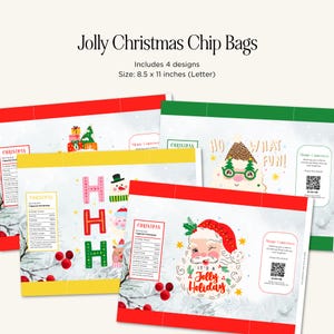 Jolly Christmas Chip Bags Printable, Chip Bag Template, Christmas Candy ...