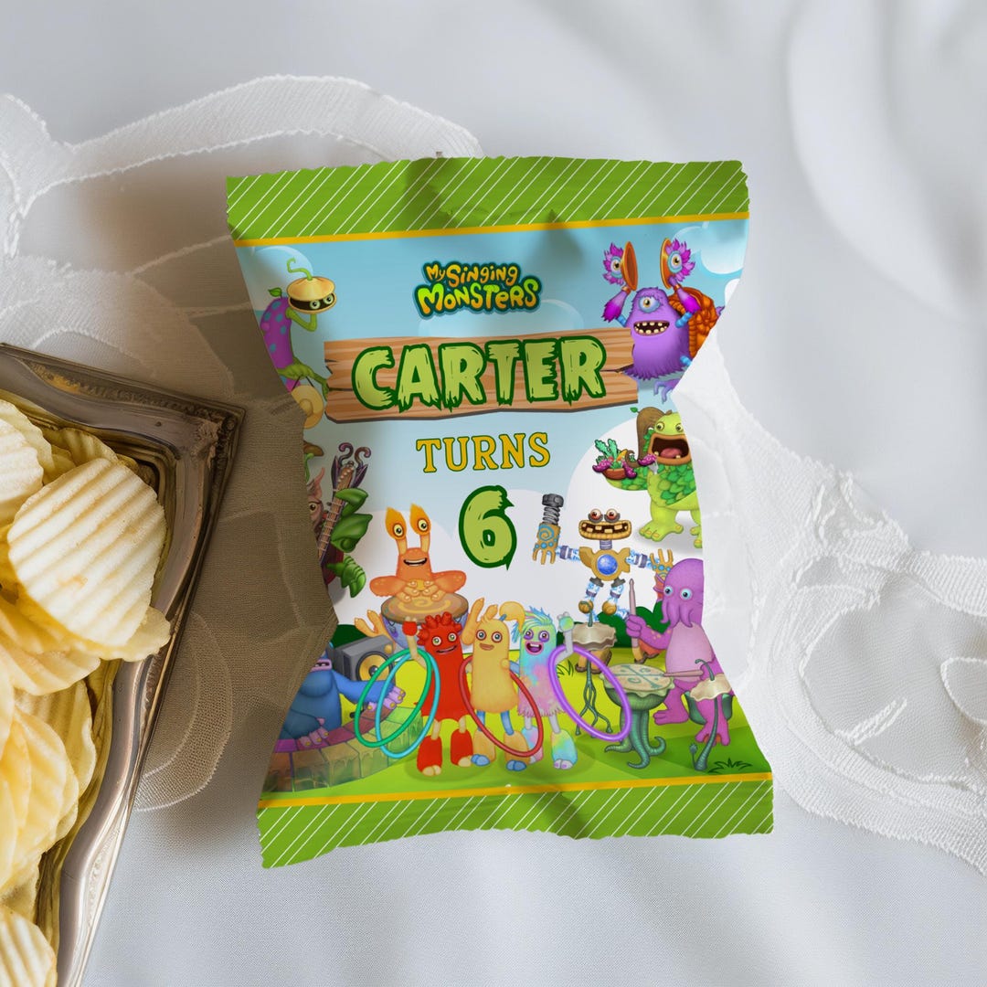 Singing Monsters Chip Bag Printable, Monster Singers Chip Bags, Singing ...