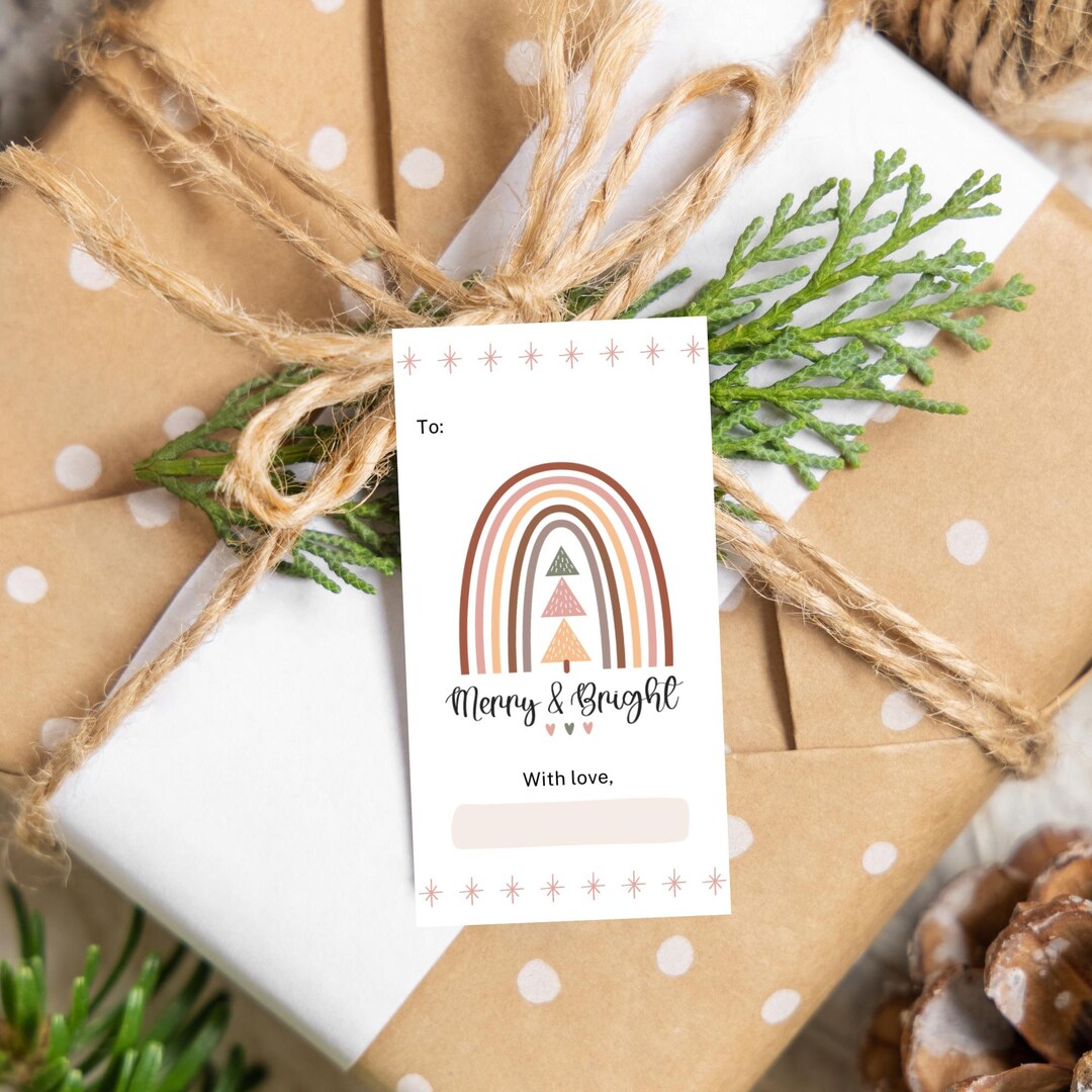 Boho Christmas Gift Tags Printable, DIY Boho Christmas Gift Tags, Boho ...