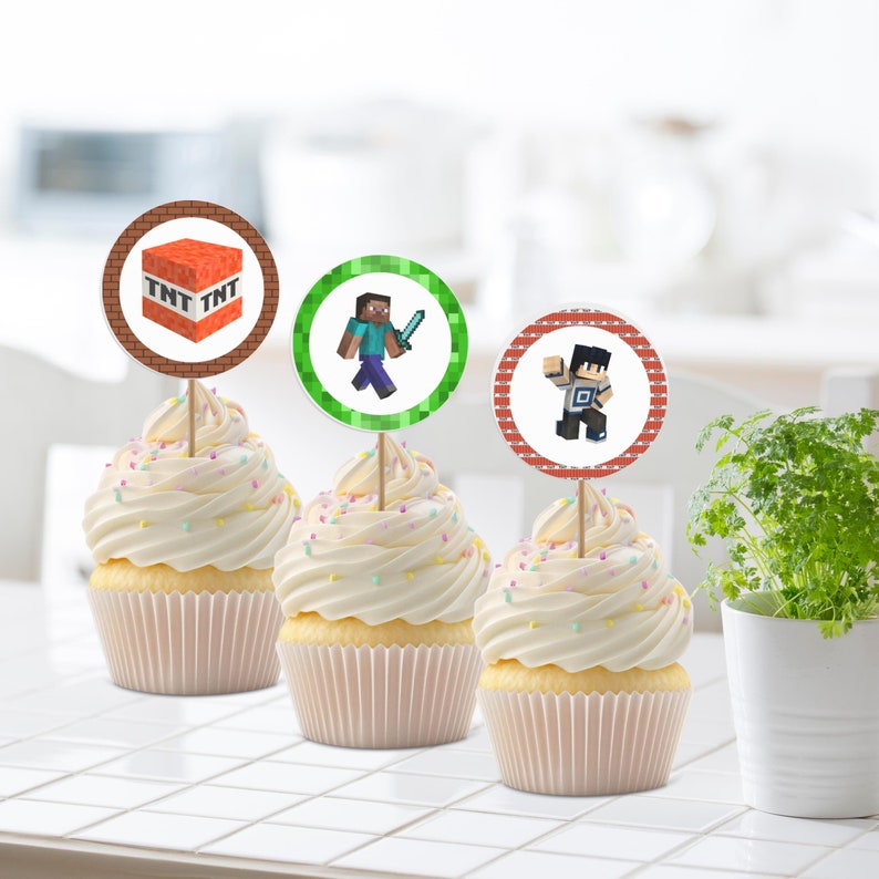 Minecrafter Cupcake Toppers Printable, Gamer Cupcake Topper, Printable ...
