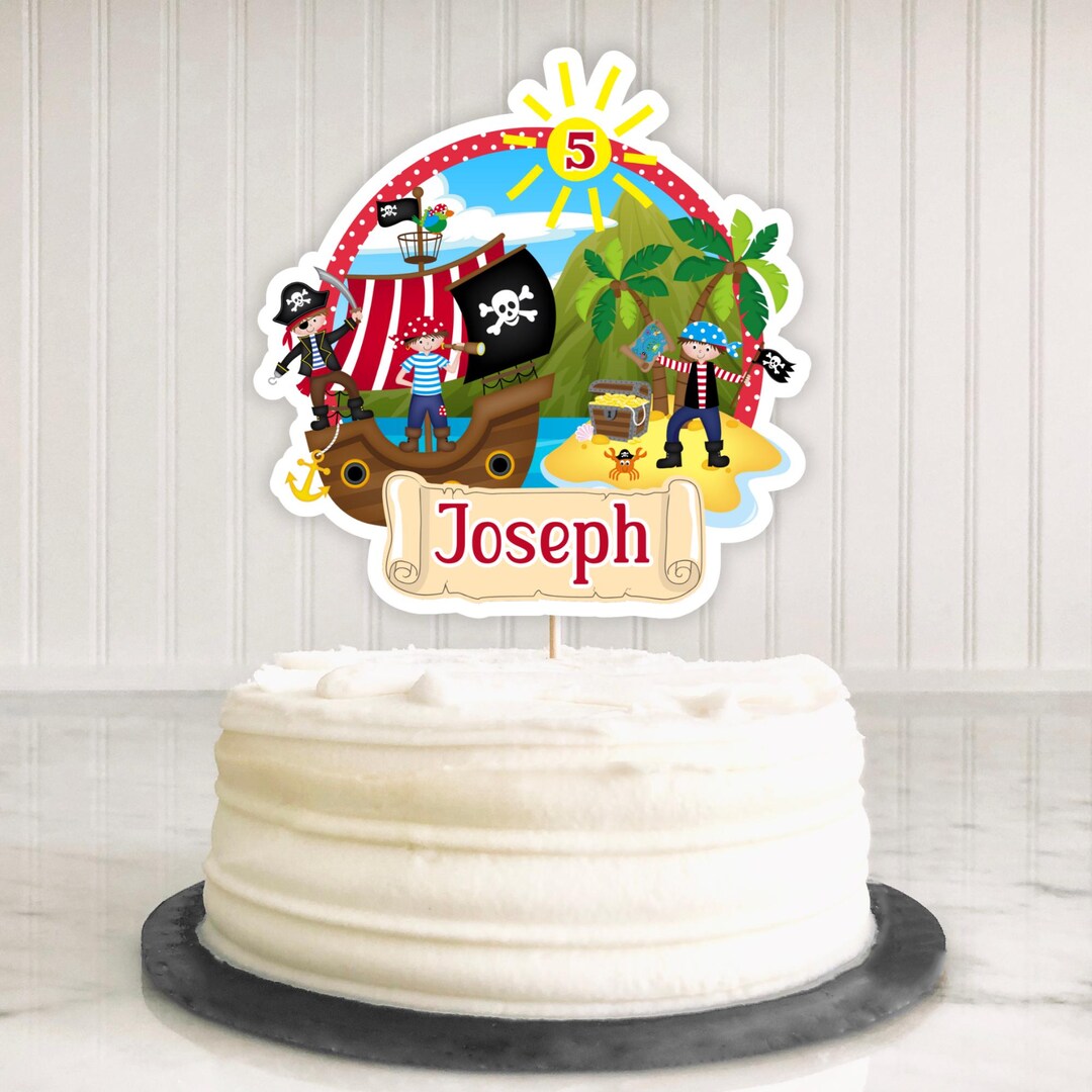 Pirates Boy Cake Topper Printable, Boy Pirates Birthday Cake Topper ...