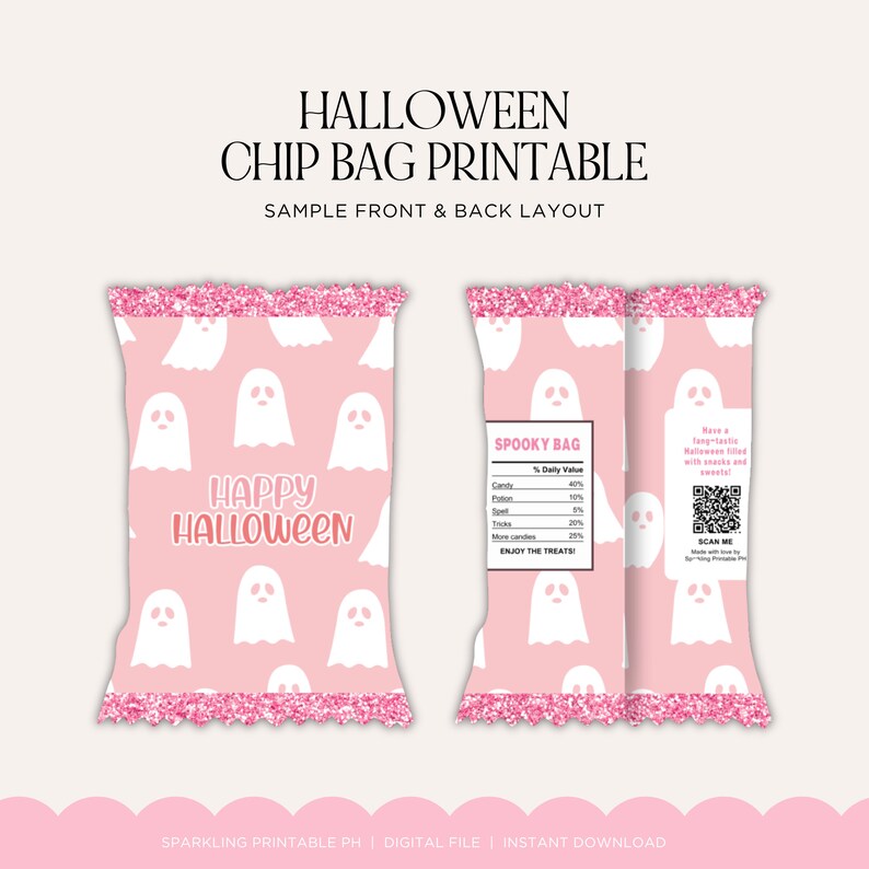 Halloween Ghosts Chip Bag Printable, Halloween Chip Bag Template ...