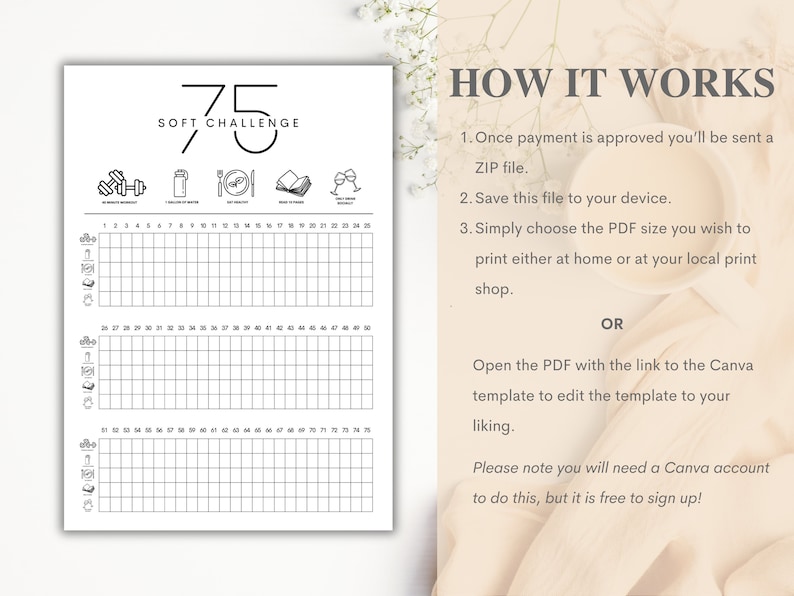 EDITABLE 75 Soft Tracker Template | Size A3, A4, US Letter | Canva ...