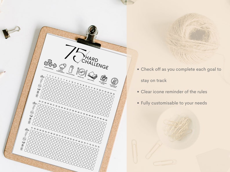 EDITABLE 75 Hard Tracker Template Size A3, A4, US Letter Canva Editable ...