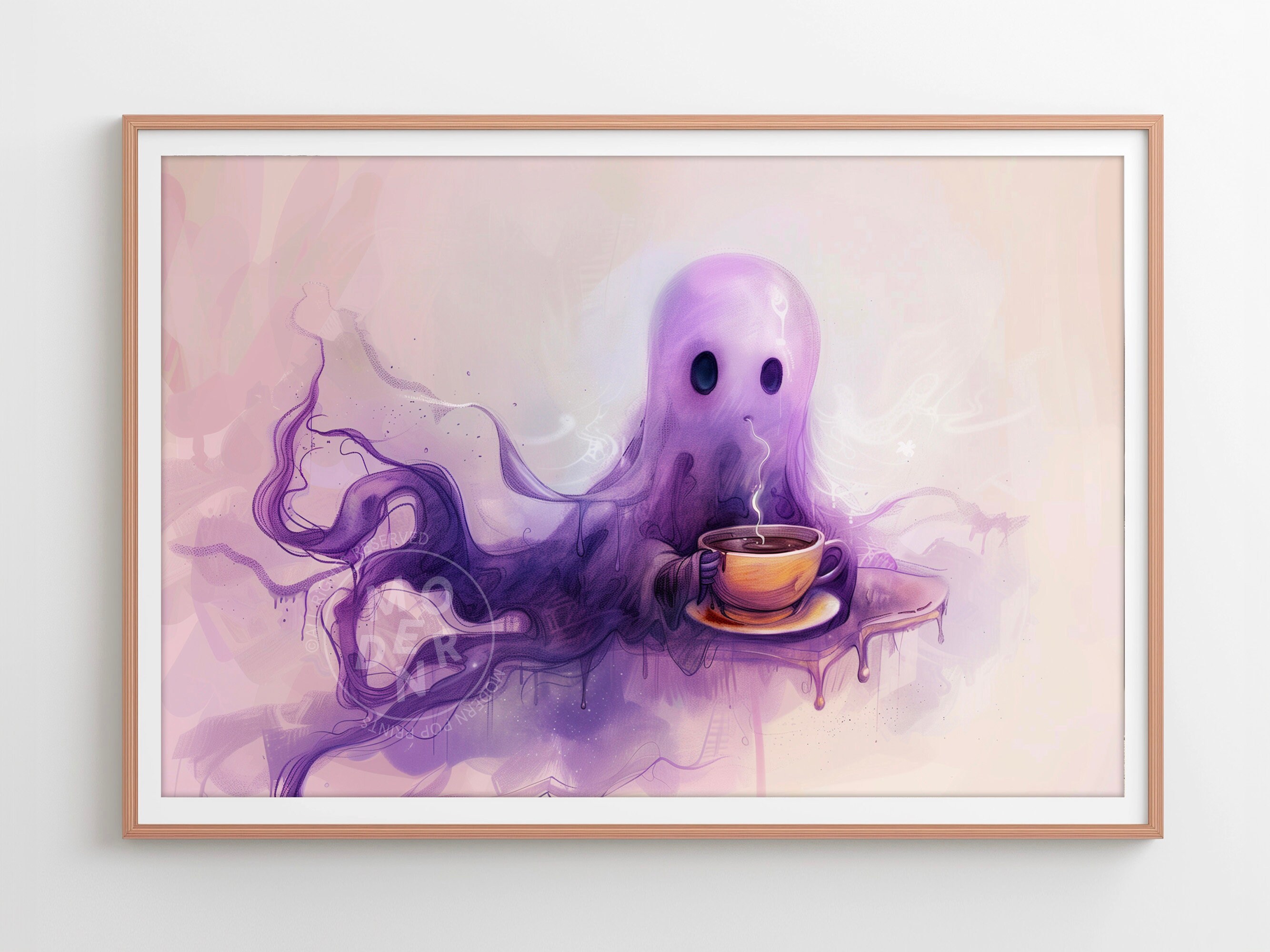 Ghost Drinking Coffee PRINTABLE, Cute Halloween Decor, Coffee Lovers ...