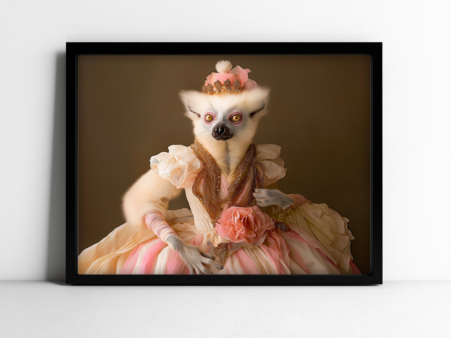 Lemur Art Print, Victorian Lemur Queen, Animal Lover Poster, Wildlife ...