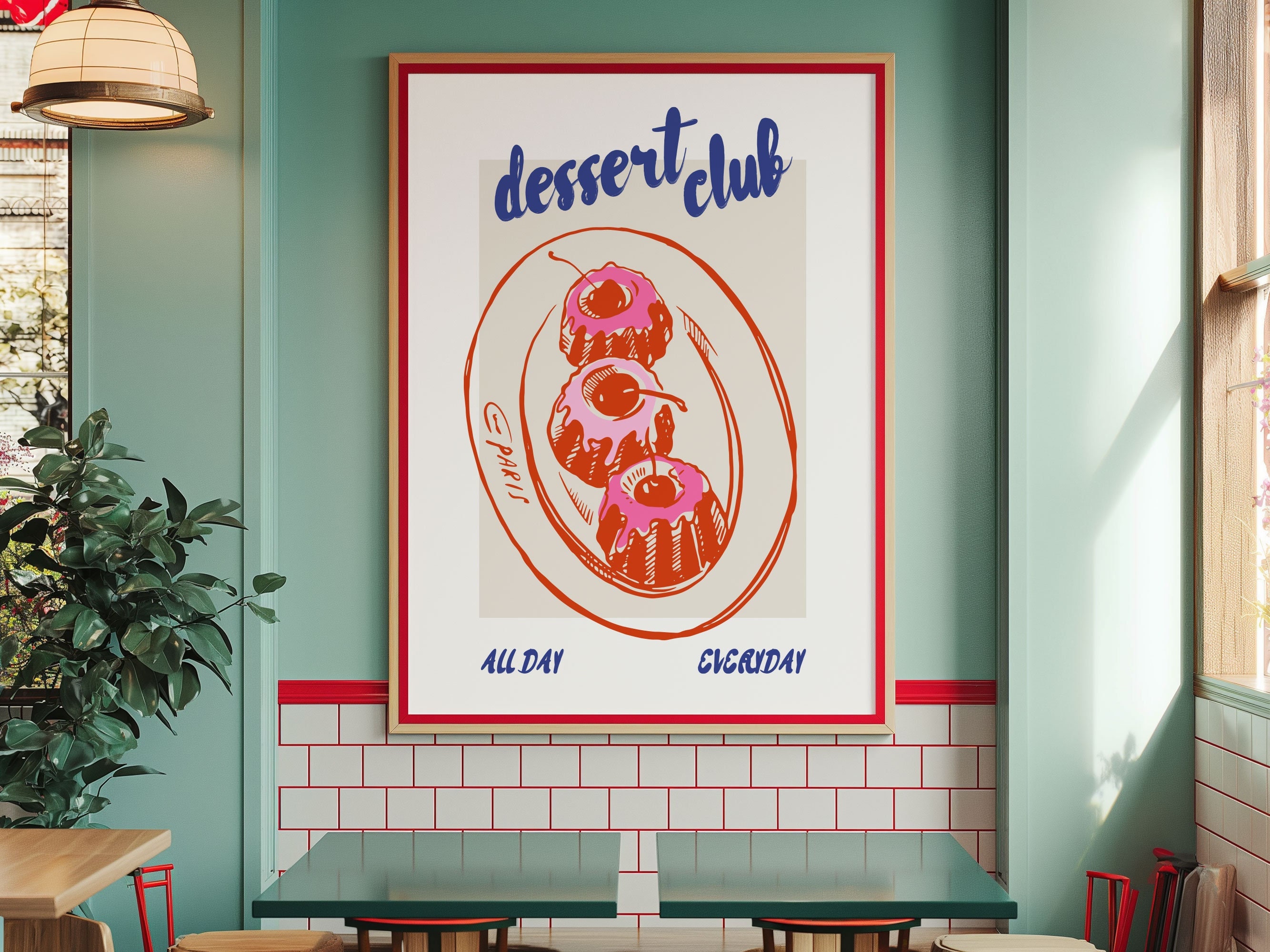 Dessert Club Poster, Pop Art Print, Dessert Lover, Birthday Gift ...