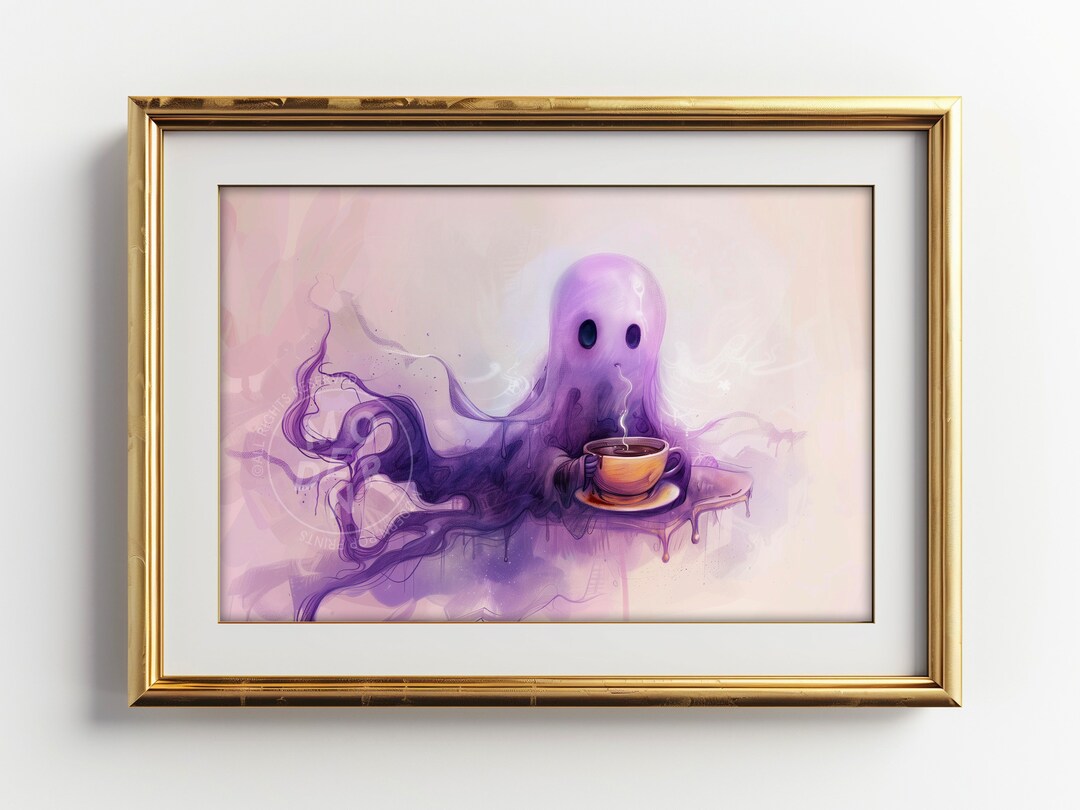 Ghost Drinking Coffee PRINTABLE, Cute Halloween Decor, Coffee Lovers ...
