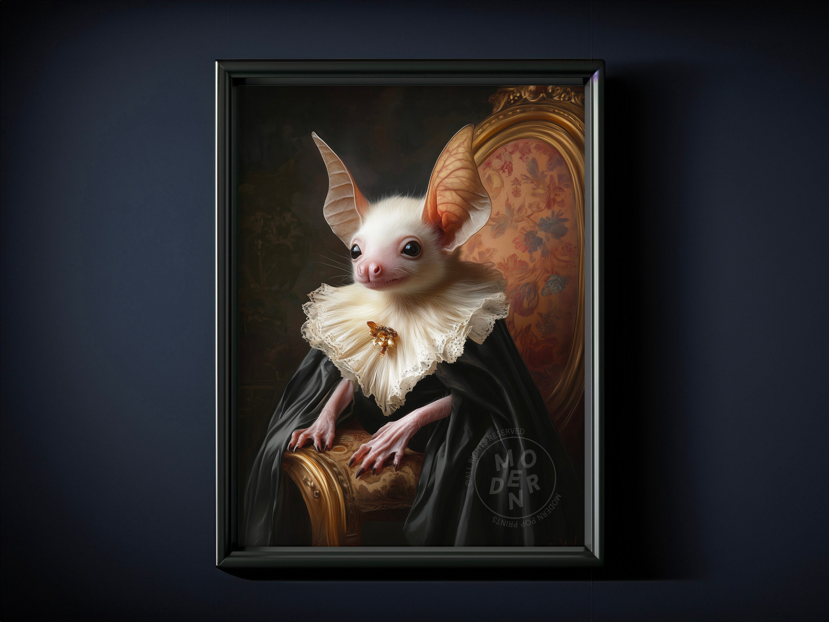 Regal Albino Bat PRINTABLE, Gothic Art, Victorian Deco, Vampire ...